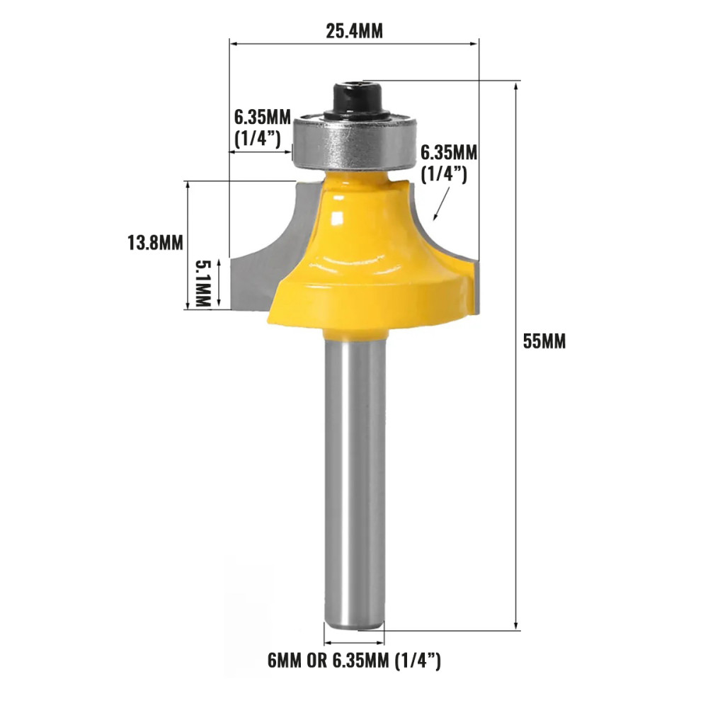 ROUND OVER ROUTER BIT - 1/4 RADIUS